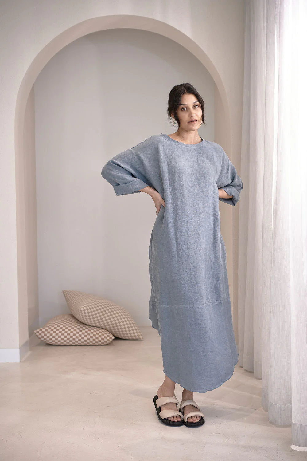 Eadie Malle Linen Dress - Blue – Tutto Bello